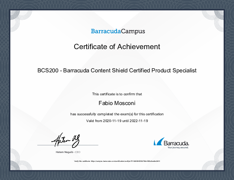 Verified Certification | Barracuda Campus