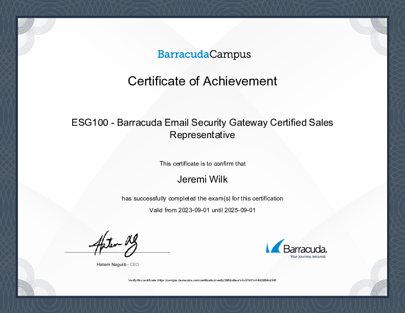 Verified Certification | Barracuda Campus