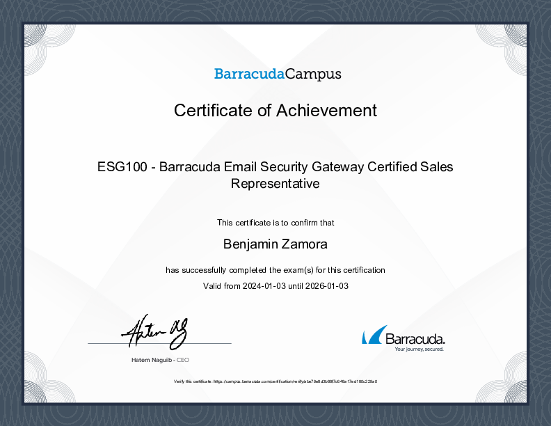 Verified Certification | Barracuda Campus